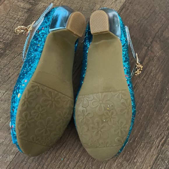 Shoes | Little Girls Size 11 Heel Dress Shoe Blue Glitter And Diamonds ...